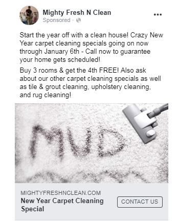 Facebook Ads for Carpet Cleaners: Examples and Tips from Marketing 360 ...