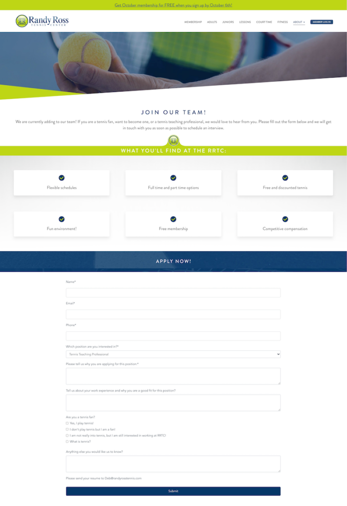 Case Study: Tennis Center Gets Applications With Marketing 360®