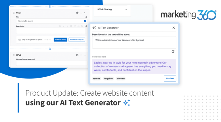 Product Update: Create website content using our AI Text Generator - Marketing 360® Blog
